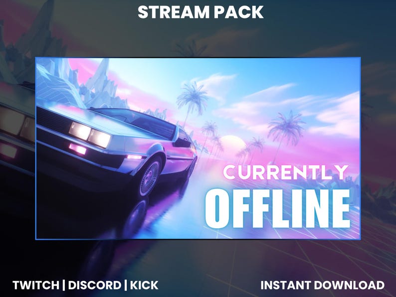 Classic Car Animated Twitch Stream Pack | Neon Pink & Blue - Etsy