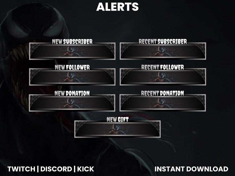 Venom Vertical Twitch Stream Pack | Animated Screens, Overlays, Panels ...