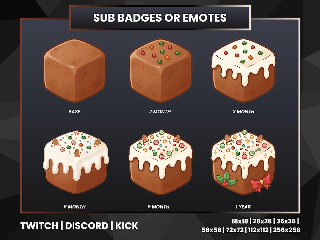 Gingerbread Cake Sub Badges for Twitch | Evolving Holiday Loyalty ...