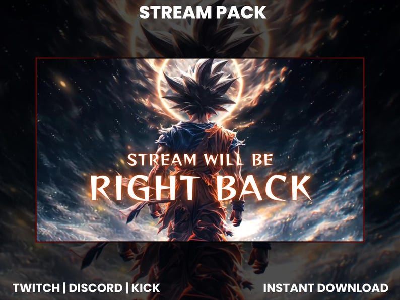 Anime Twitch Stream Overlay Pack | Goku Style, Animated Screens - Etsy