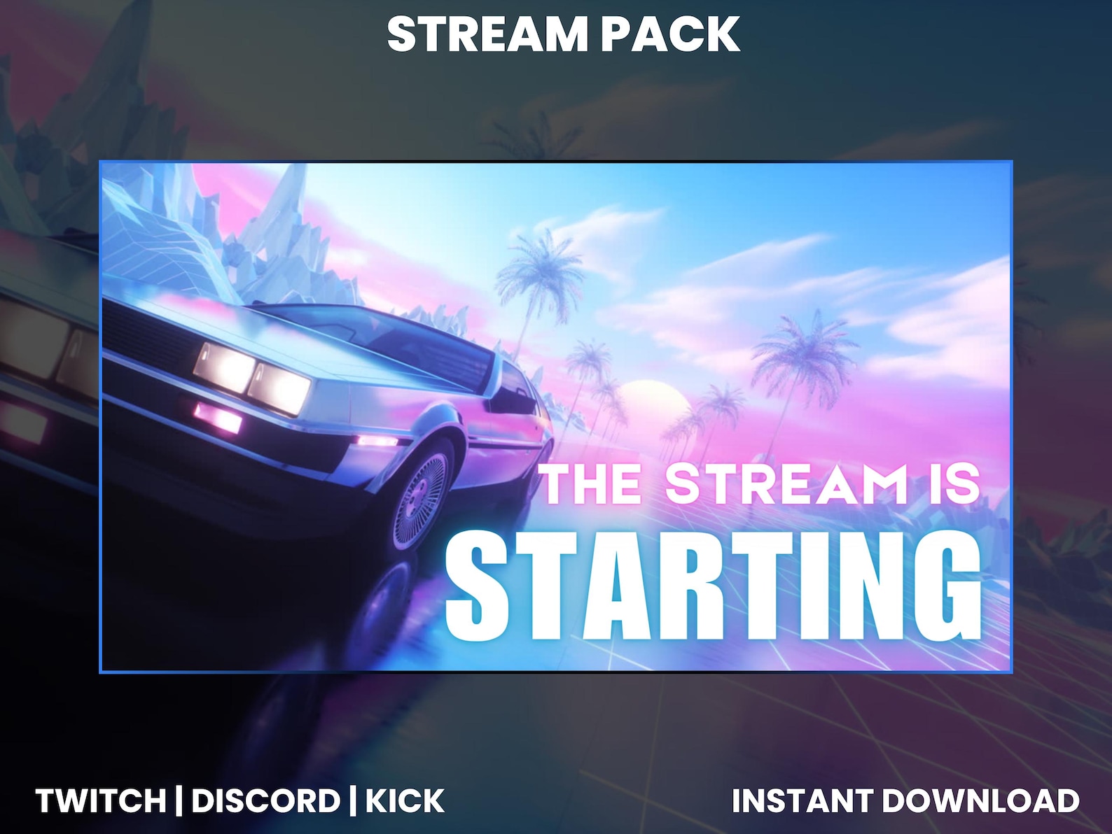 Classic Car Animated Twitch Stream Pack | Neon Pink & Blue - Etsy