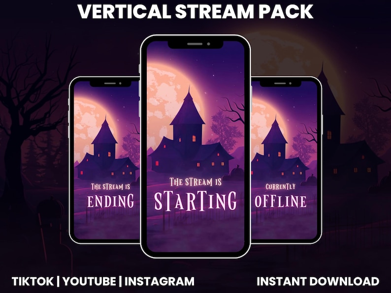 Vertical Tiktok Halloween Twitch Stream Pack | Horror (digital Download ...