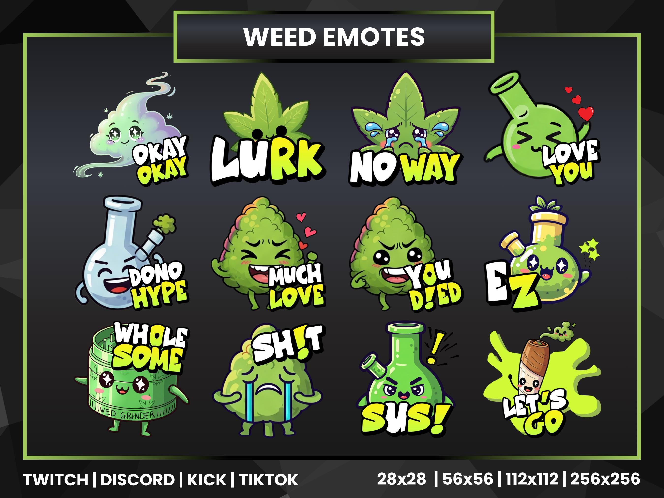 Weed Emotes Pack | Stoner Twitch, Discord, Kick (PNG, Instant Download ...