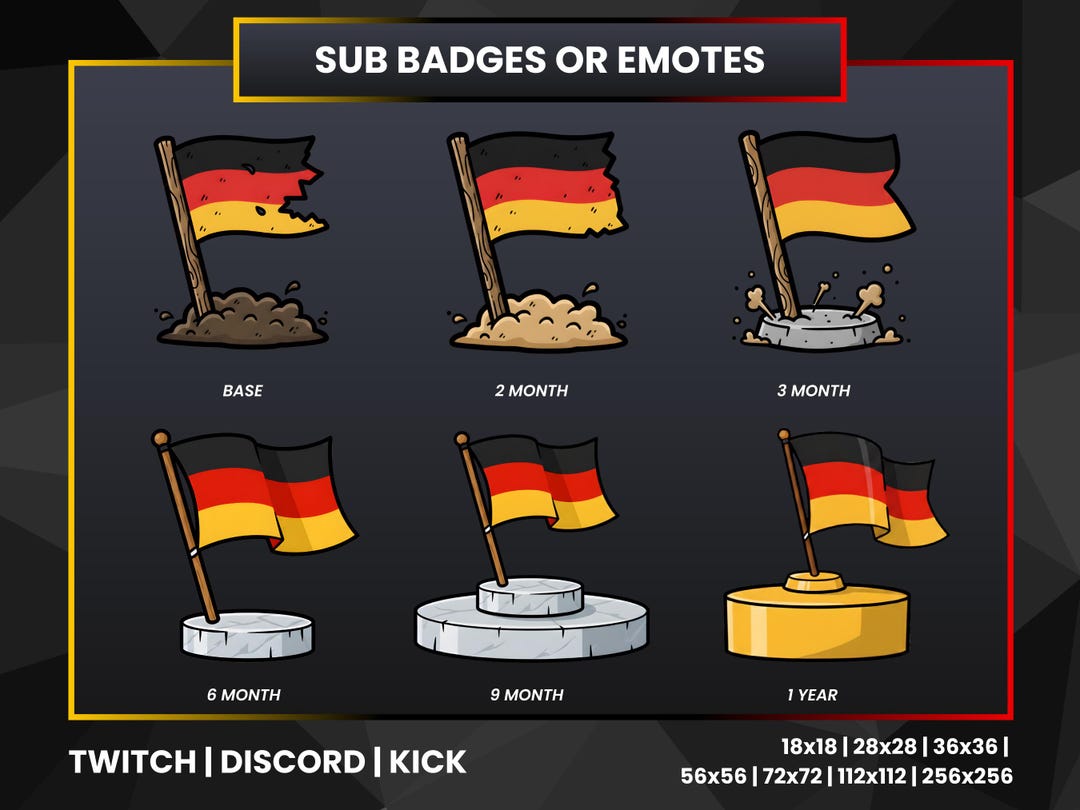 German Flag Sub Badges for Twitch and Discord - Etsy