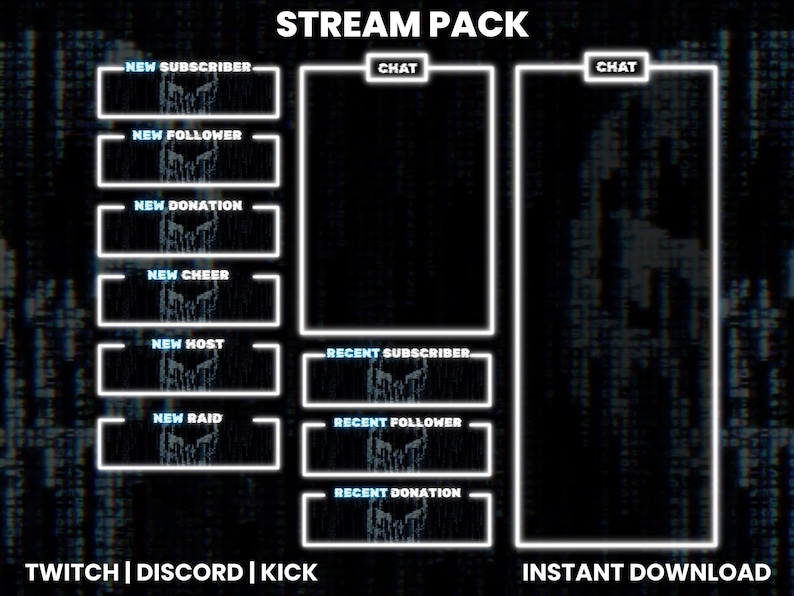 Glitch Skull Stream Pack | Animated Twitch Overlay - Etsy