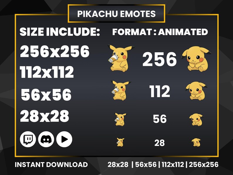 Kawaii Pikachu Static Emotes for Twitch & Discord - Etsy