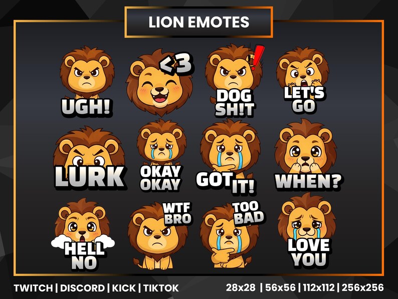 Lion Twitch Emotes Pack | 24 PNG Emotes (instant Download) - Etsy