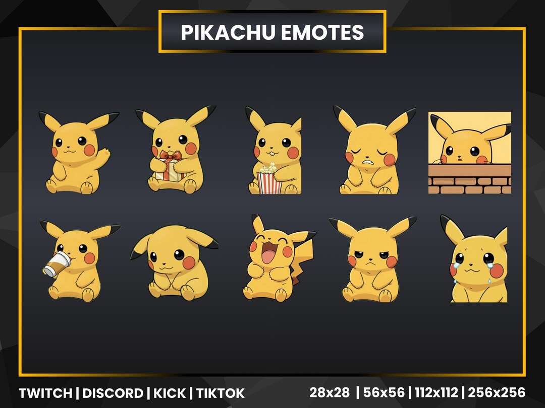 Kawaii Pikachu Static Emotes for Twitch & Discord - Etsy