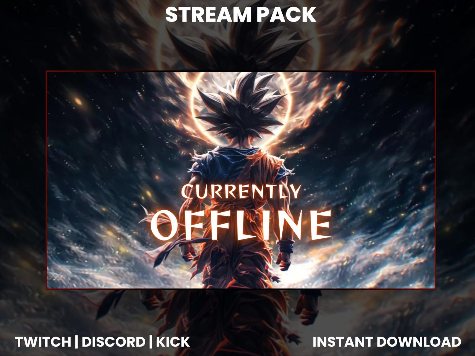 Anime Twitch Stream Overlay Pack | Goku Style, Animated Screens - Etsy