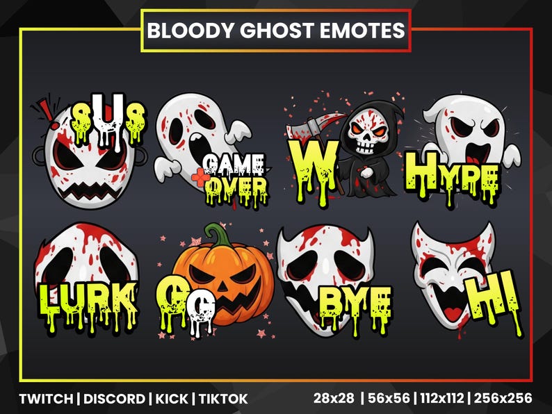 Twitch bloody Ghost Emotes | Twitch Ghost Emotes | Halloween | Spooky ...