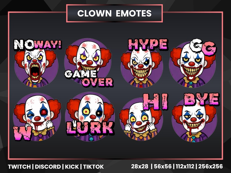 Funny Clown Emotes Pack | Twitch, Discord, Kick, Tiktok (digital ...