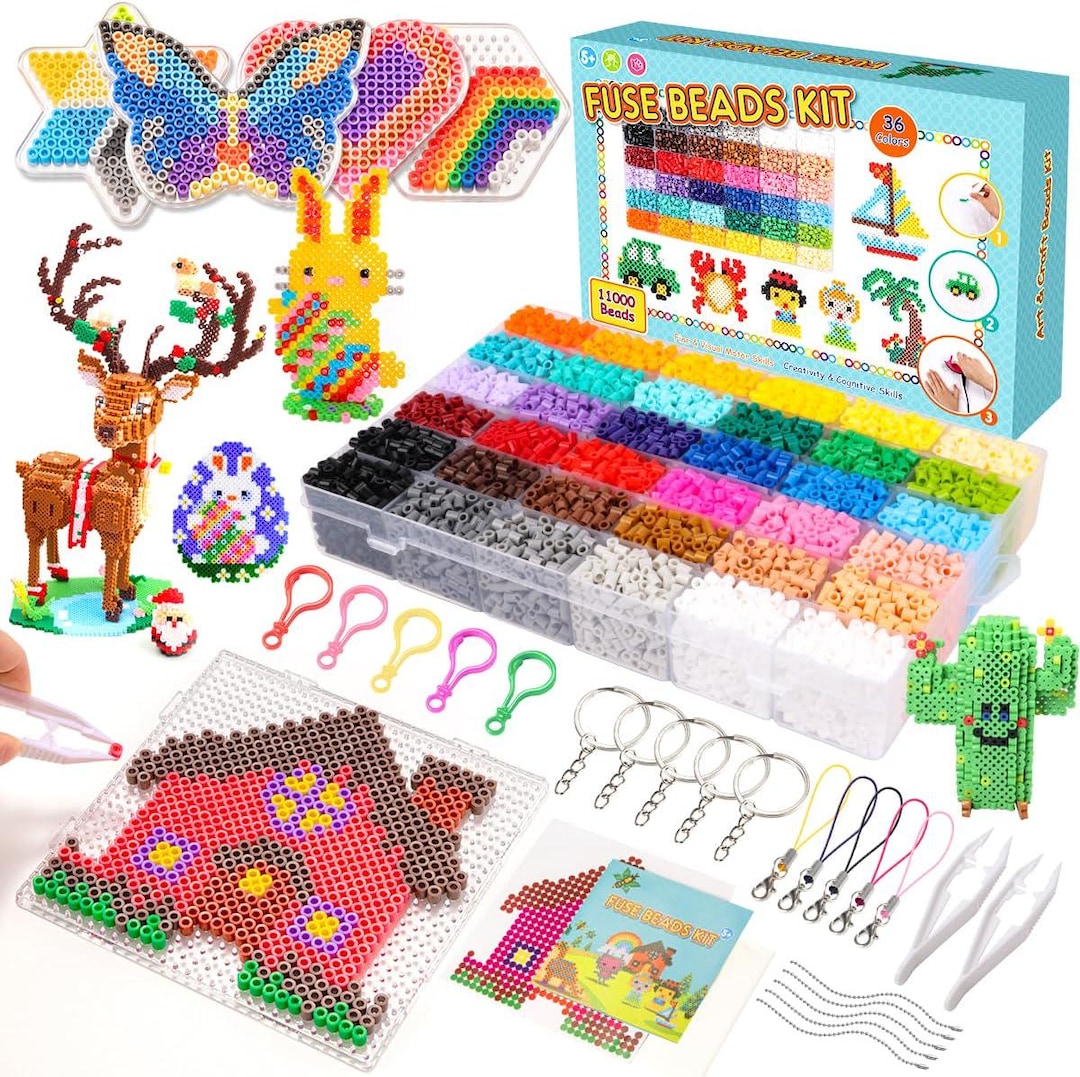 Fuse Beads Kit 11,000pcs – 36 Colors 5mm Melty Beads for Kids Ages 5-12 ...