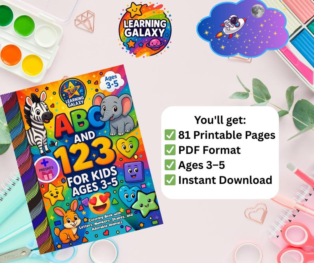 ABC 123 Coloring Book for Kids • Printable PDF • 81 Pages • Alphabet ...