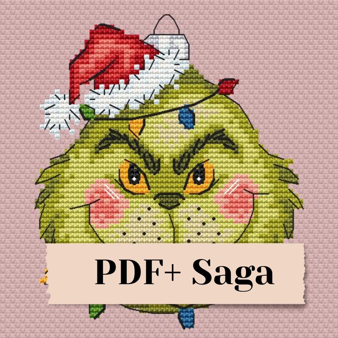 Grinch Cross Stitch Pdf Pattern Christmas Ball Embroidery New Year ...