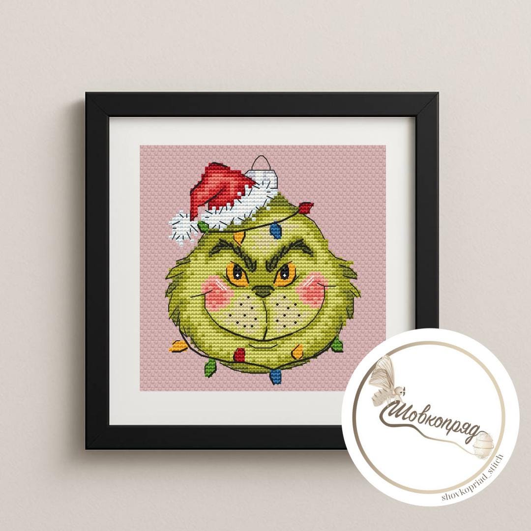 Grinch Cross Stitch Pdf Pattern Christmas Ball Embroidery New Year ...