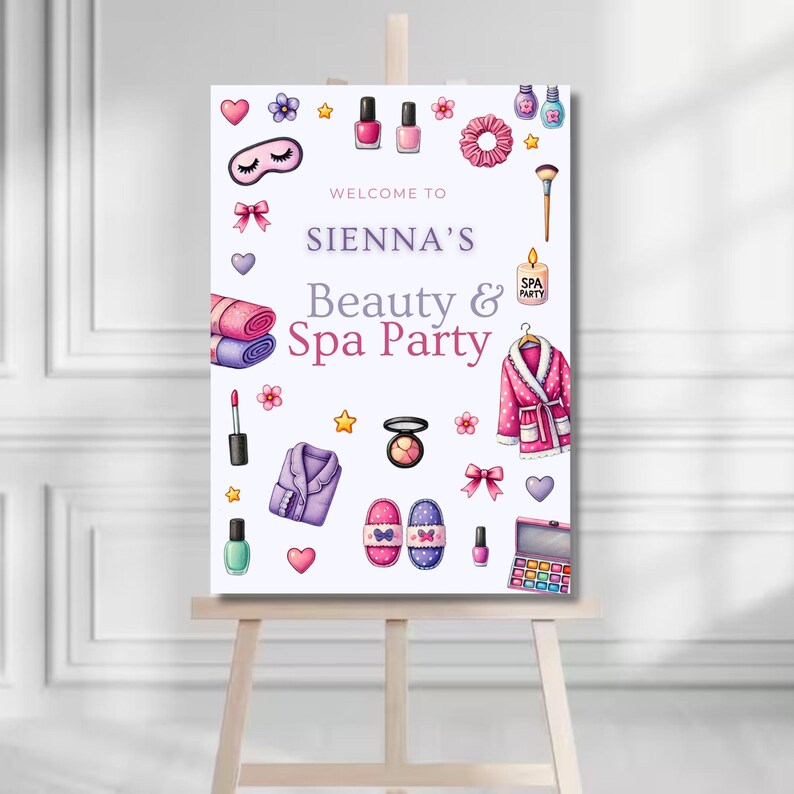 Spa Party Welcome Sign | Editable Beauty Party Poster | Printable Canva ...
