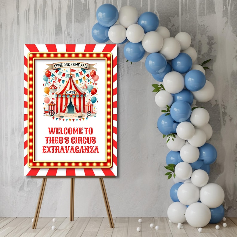 Circus Birthday Welcome Sign | Editable Carnival Party Poster ...
