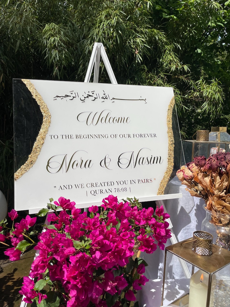 Welcome Sign Wedding, Welcome Sign, Reception Board, Islam, Arabic ...