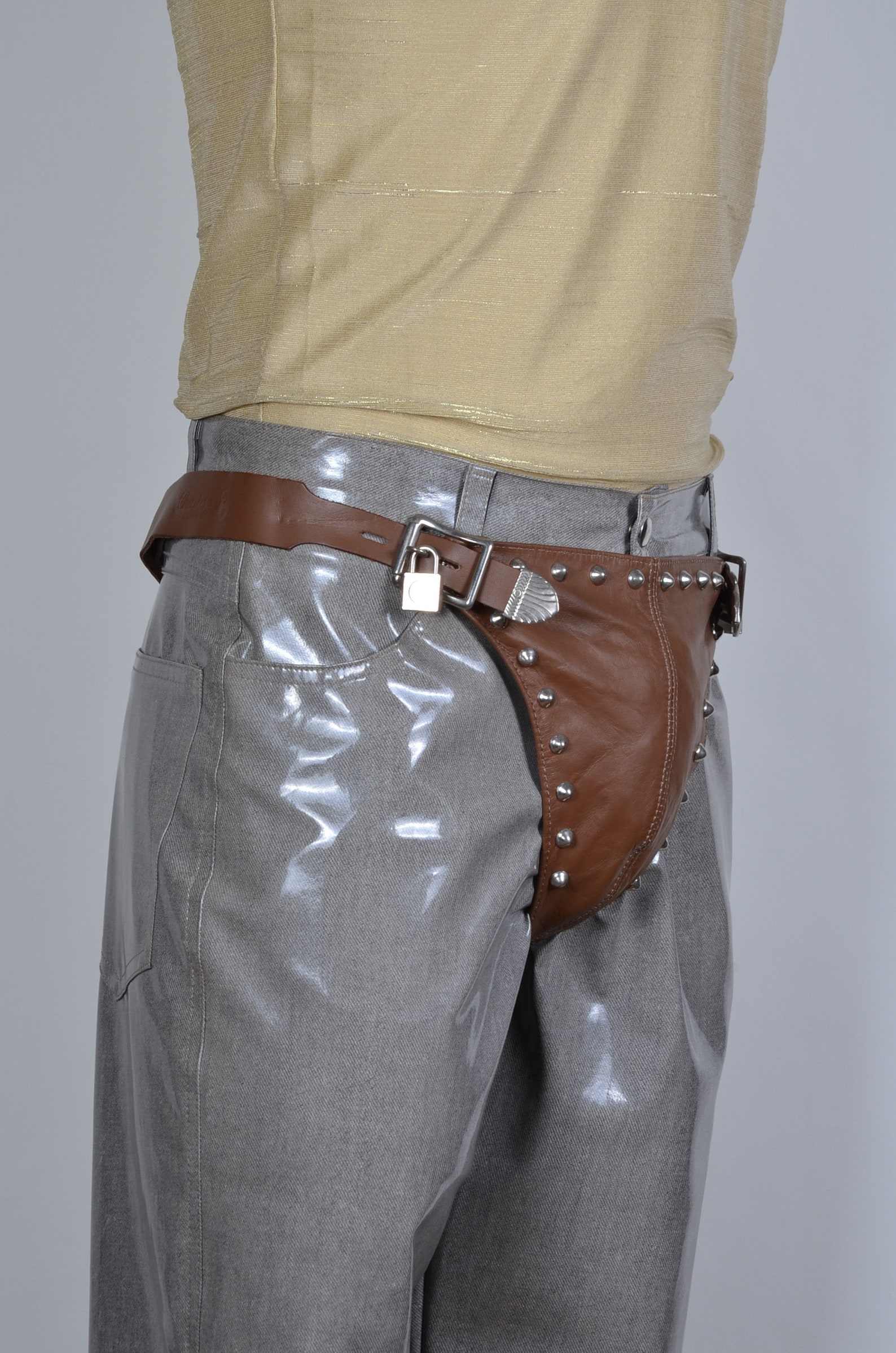 Leather Chastity Belt Panties With Lock Fetish Wear Leather Wear