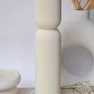 Ribbed Modern Pillar Candle - Etsy