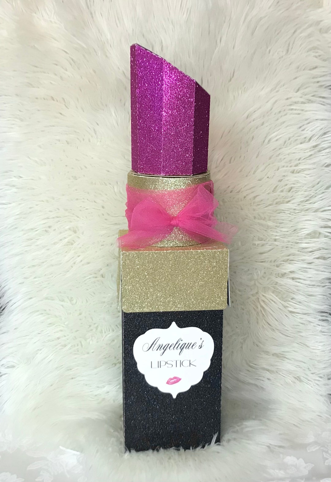 Personalized Lipstick Shaped All Glitter Card Box, Valentine Card Box ...