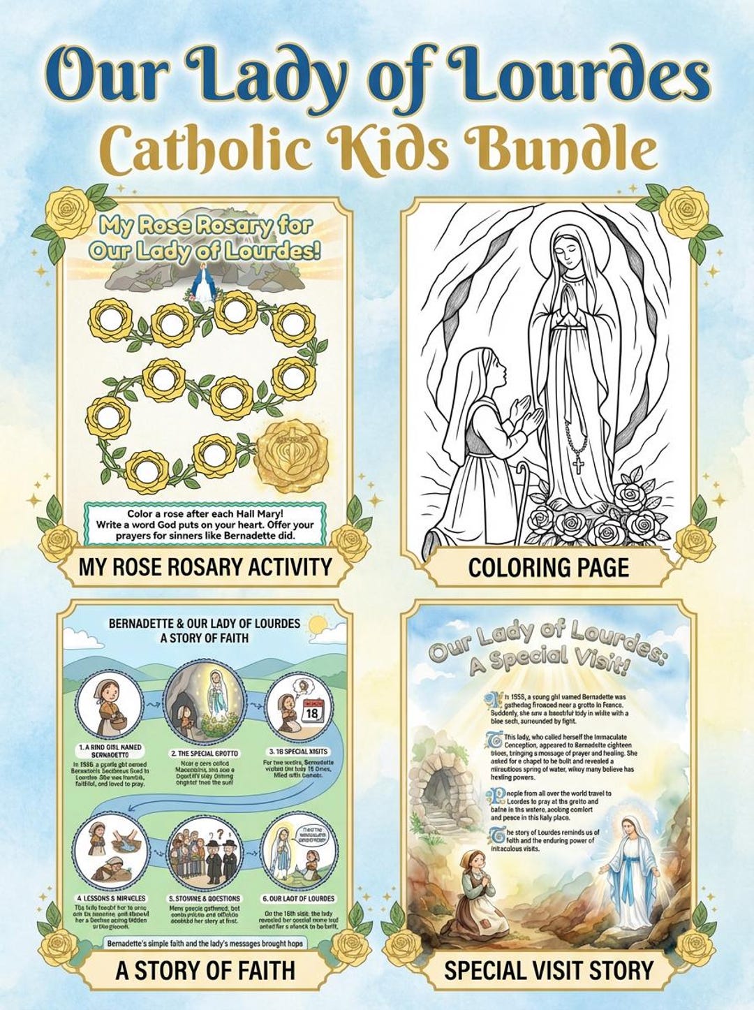 Our Lady of Lourdes Saint Bernadette Catholic School Printable Bundle ...