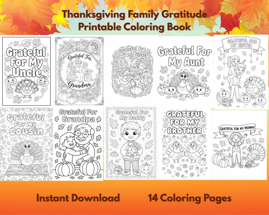 Family Gratitude Coloring Book for Kids – Positive Activity Thankful ...
