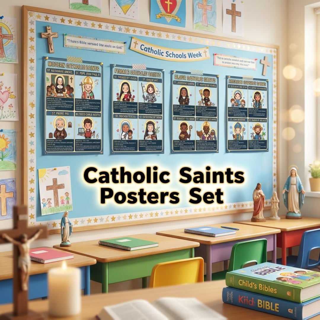 CCD Classroom Saint Posters Set, Female Saints for Catholic Classroom ...