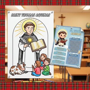 St Thomas Aquinas Homeschool Saint Poster & Coloring Page Catholic Kids ...