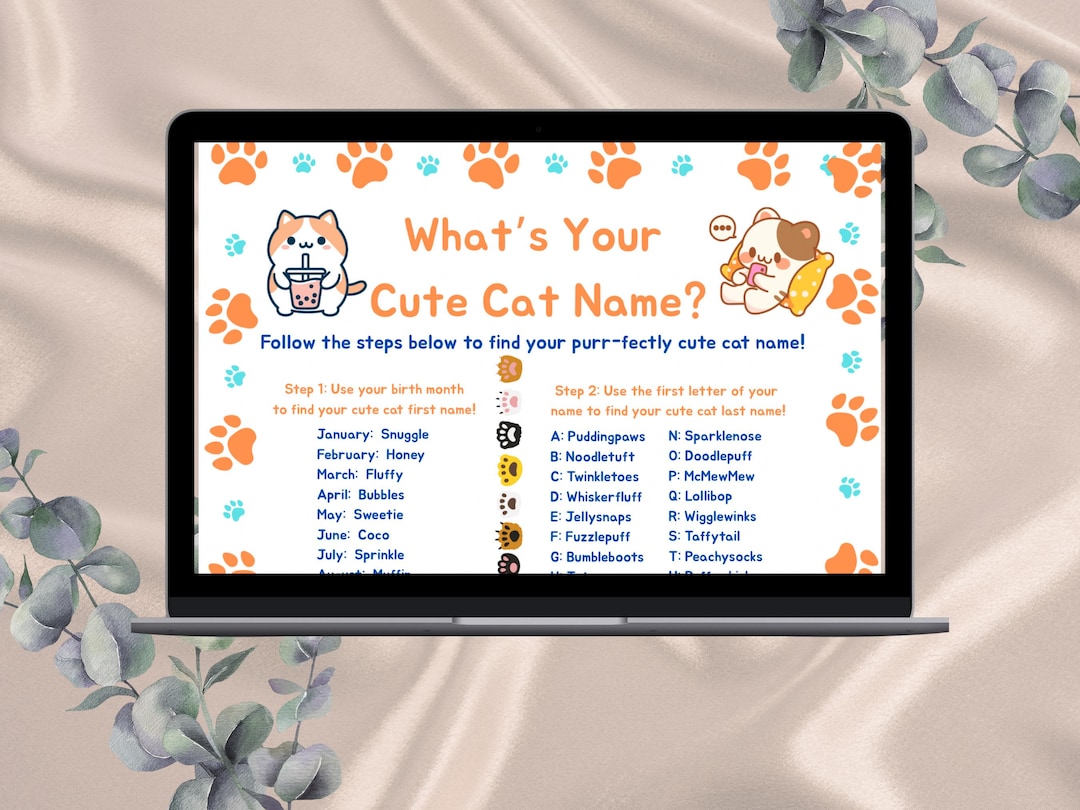 Kawaii Cat Name Game Printable: Kids Birthday Party Activity (PDF) - Etsy