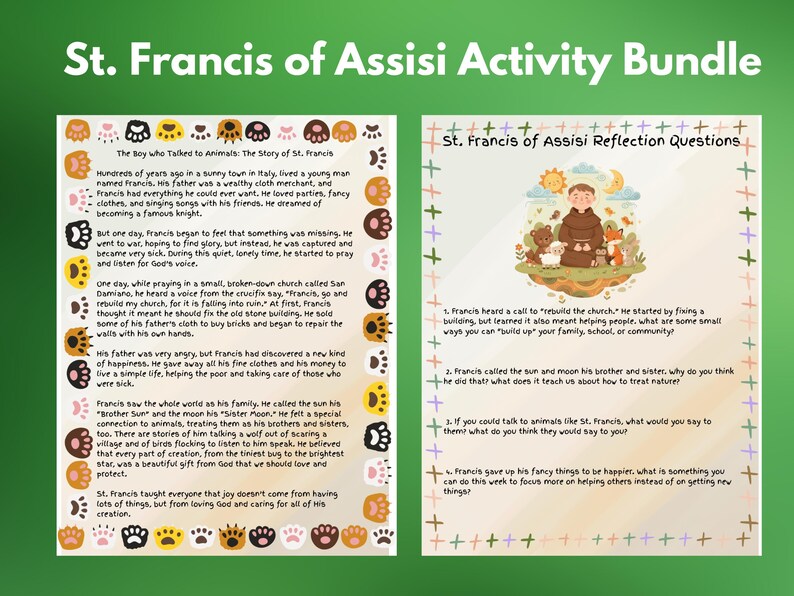 Saint Francis of Assisi Catholic Kids Activity Bundle: Coloring Page ...