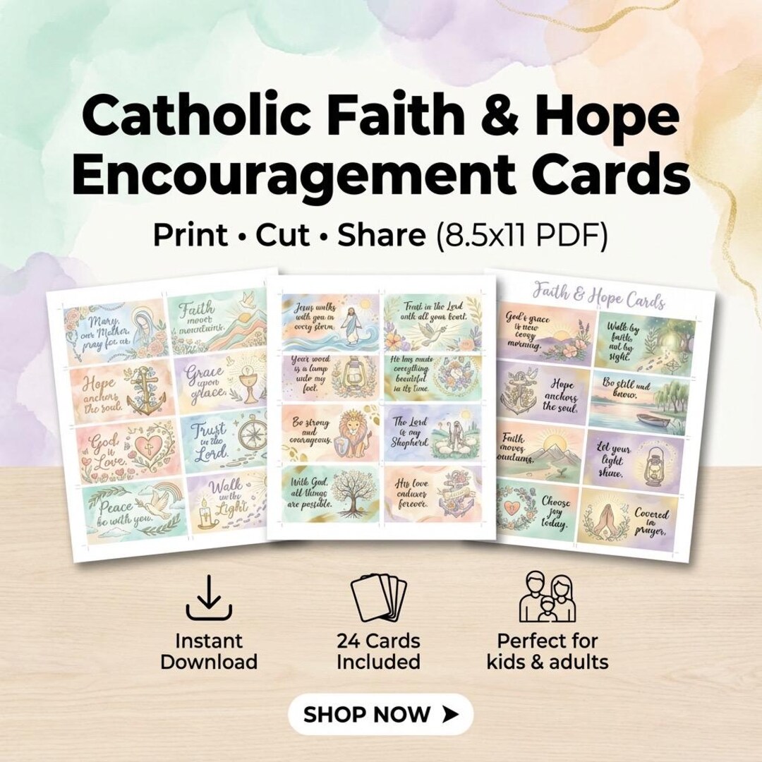 Catholic Affirmation Mini Prayer Notes Set Encouragement Cards, Faith ...