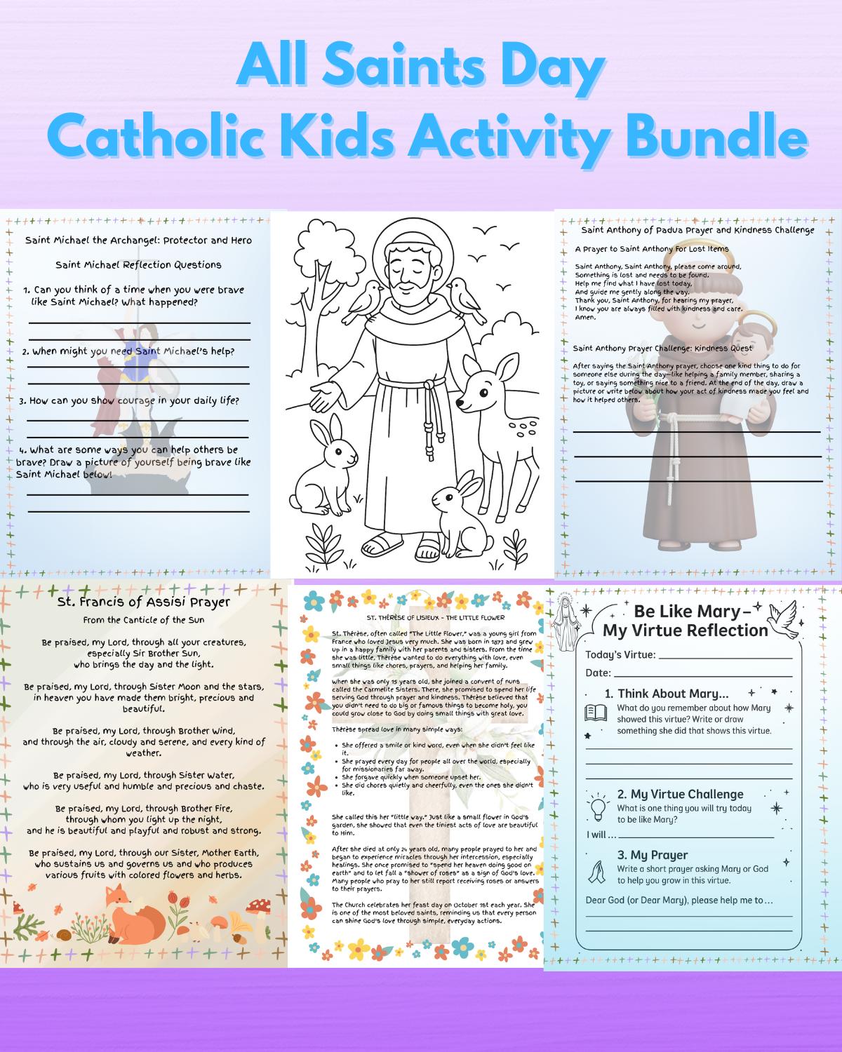 Saints for Kids Catholic Printable Activity Bundle Saints Coloring ...