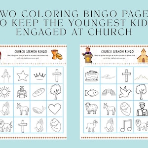 Church Bingo Game for Kids: Printable Bible Game With Coloring Icons ...