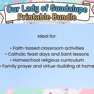 Our Lady Guadalupe Catholic Kids Bundle | Saint Mary Prayer Card, Faith ...
