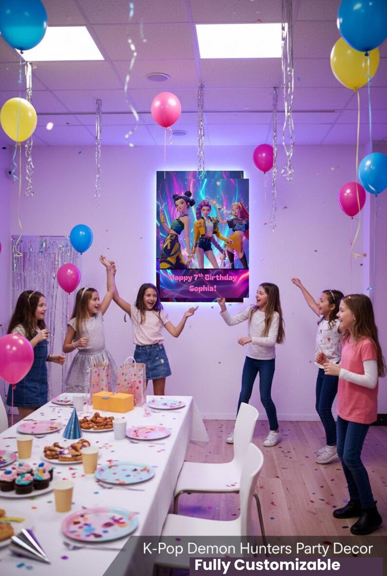 Editable K-pop Demon Hunters Birthday Sign | Canva Template | Printable ...