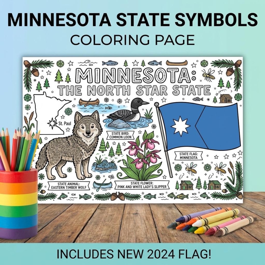 Stand With Minnesota Coloring 50 States for Kids Homeschool Geography ...