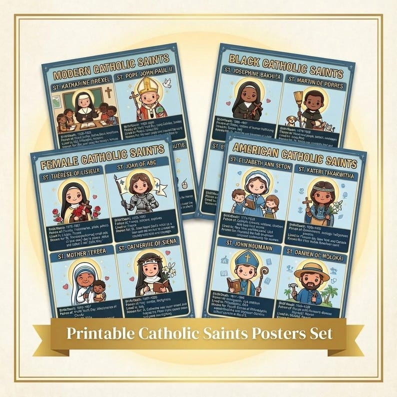 CCD Classroom Saint Posters Set, Female Saints for Catholic Classroom ...
