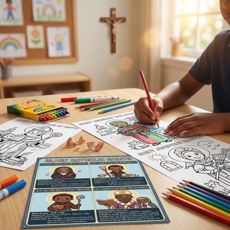 Black Catholic Saint Coloring Pages Poster Set Printable | St Martin De ...