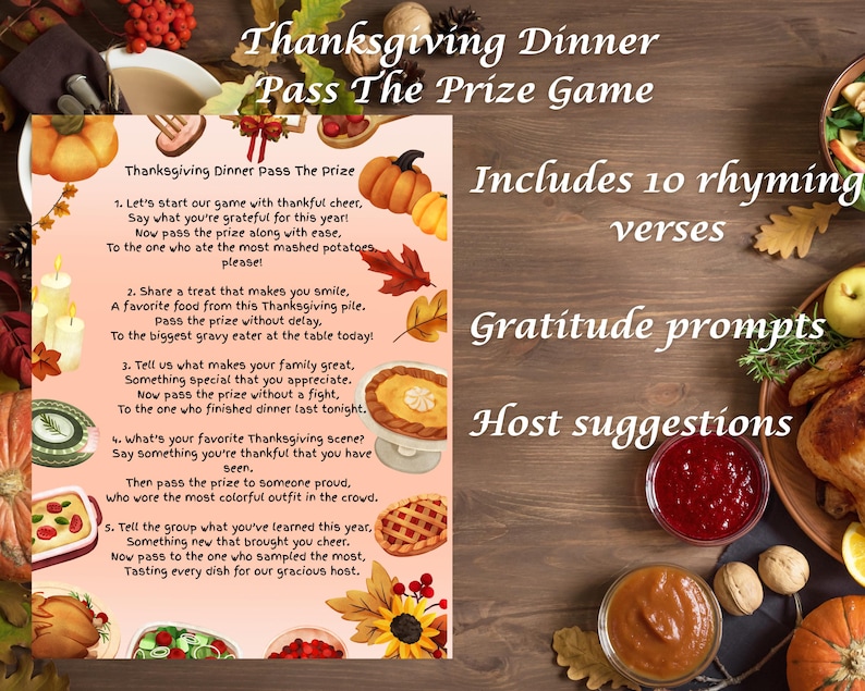 Thanksgiving Fun Friendsgiving Game Pass the Prize Gratitude Activity ...