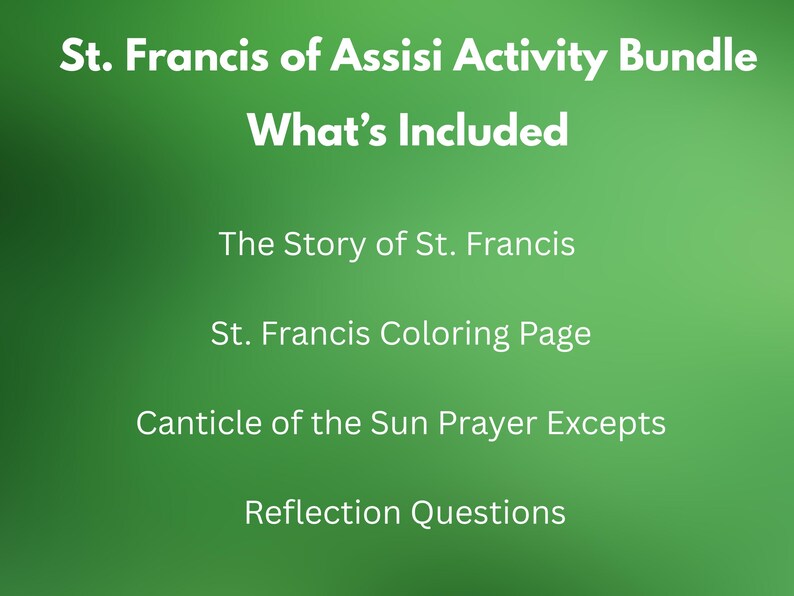 Saint Francis of Assisi Catholic Kids Activity Bundle: Coloring Page ...