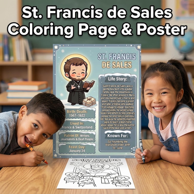 St Francis De Sales Bulletin Board Saint Poster Coloring Page Printable ...