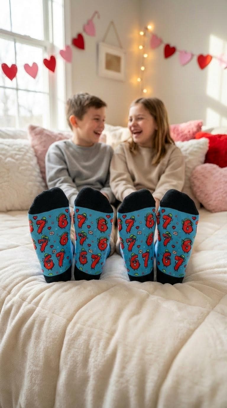Kids Valentine Socks 67 Gen Z Meme Gift Funny 6 7 Socks for Kids, Cute ...