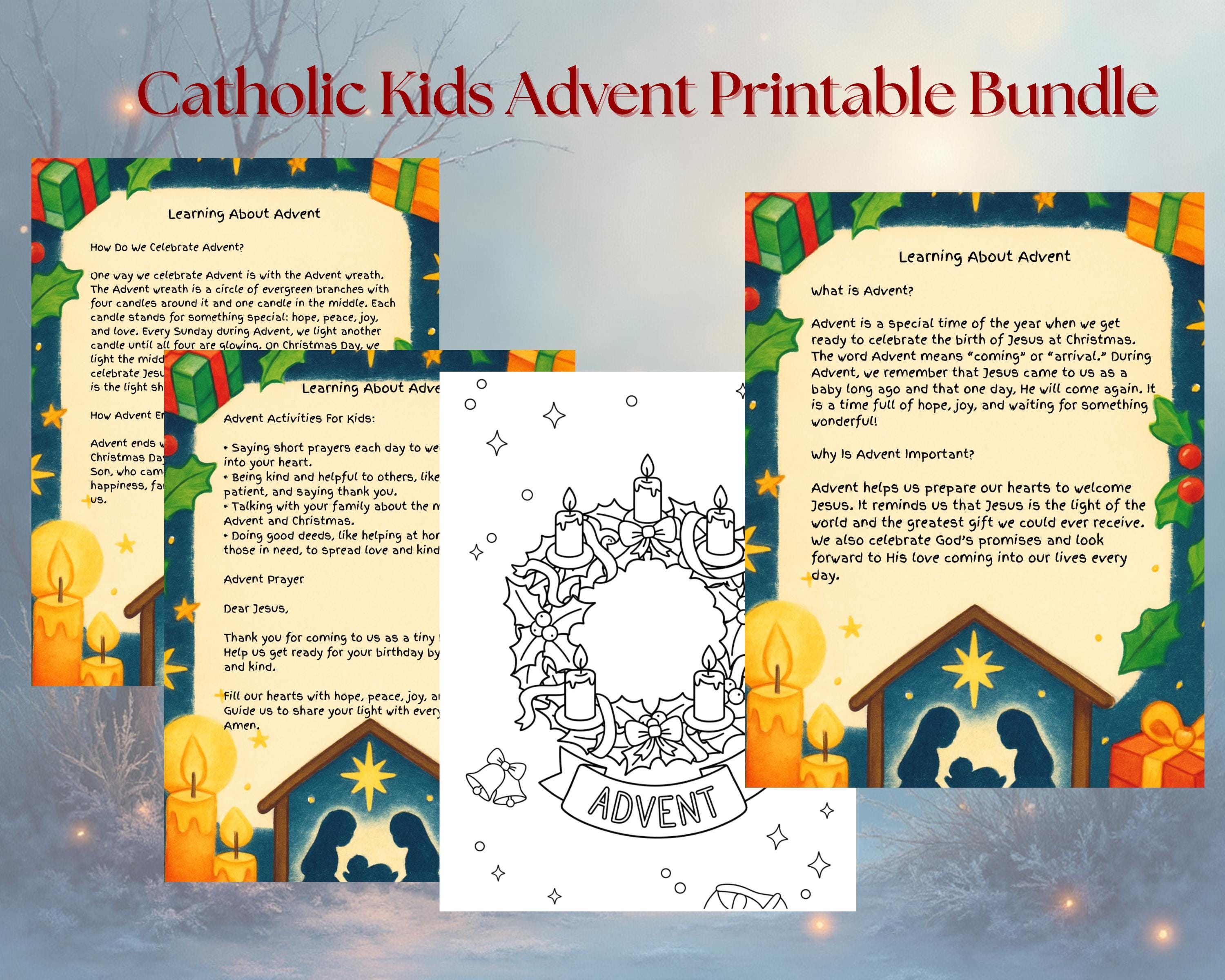 Catholic Kids Advent Activities Printable Bundle | Advent Learning ...