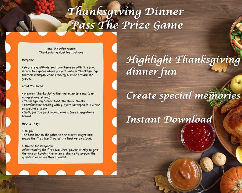 Thanksgiving Fun Friendsgiving Game Pass the Prize Gratitude Activity ...