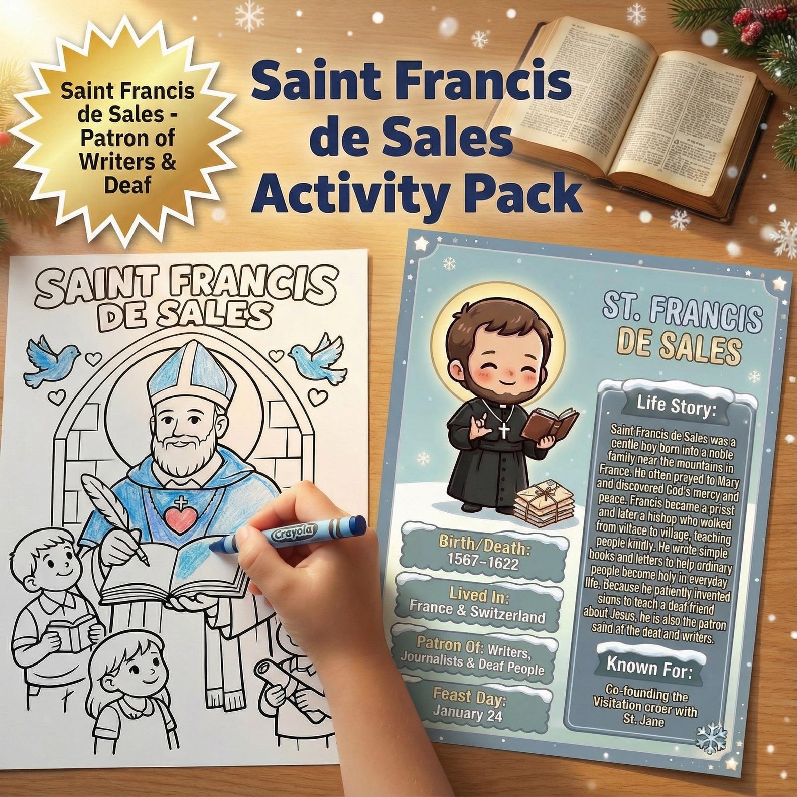 St Francis De Sales Bulletin Board Saint Poster Coloring Page Printable ...