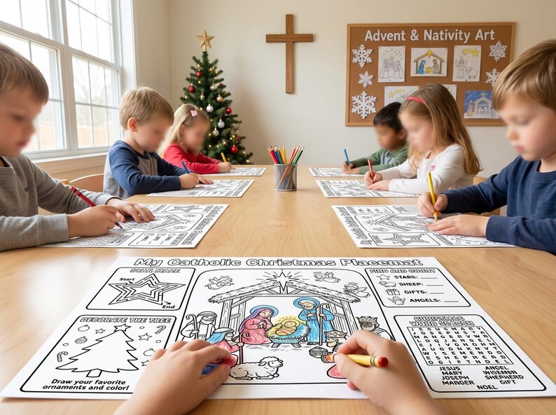 Advent Dinner Religious Activity Catholic Placemat Kids Christian Maze ...