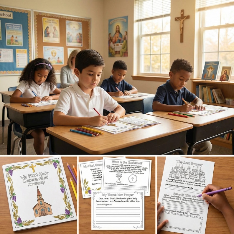 First Holy Communion Booklet Catholic Kids | Printable Mini Book ...