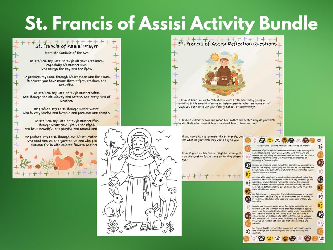 Saint Francis of Assisi Catholic Kids Activity Bundle: Coloring Page ...