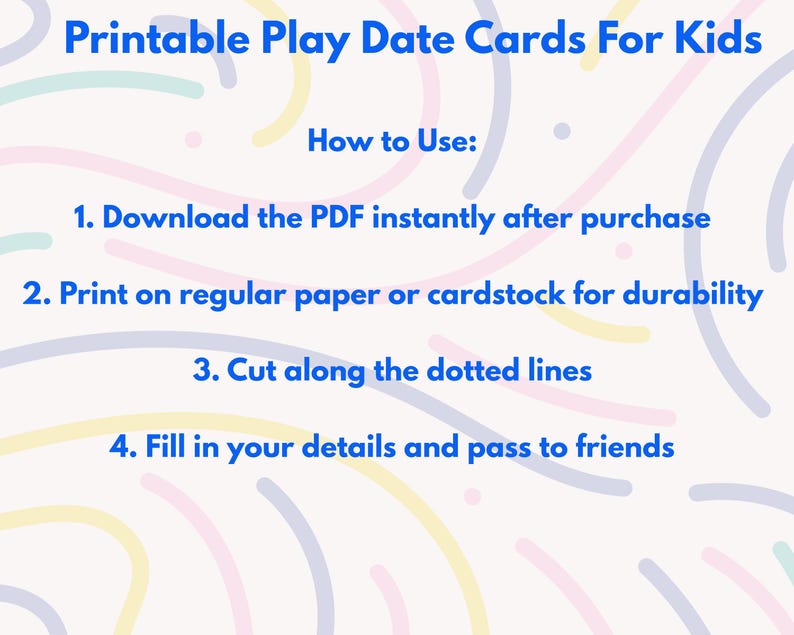 Printable Play Date Cards for Kids | Editable Kids Contact Card Sheet ...